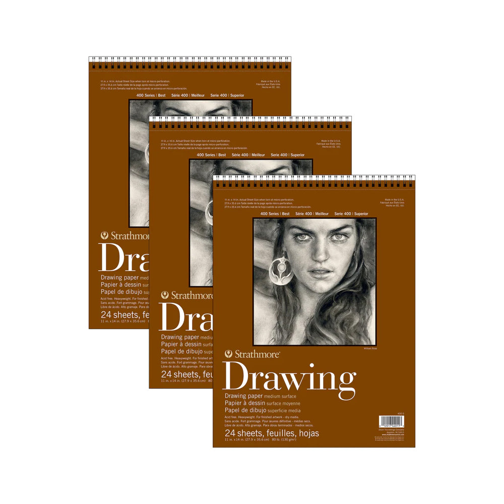 Strathmore Drawing Medium 400 Series Paper Wire Bound Pad, 130 gsm, 24 ...