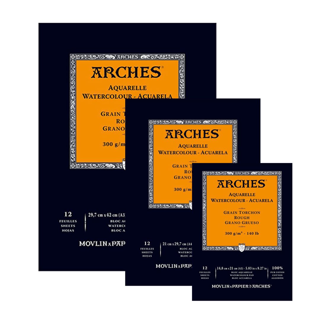 Arches Watercolour Paper Pad, Rough, 100 % Cotton, 12 Sheets, 23x31 cm ...